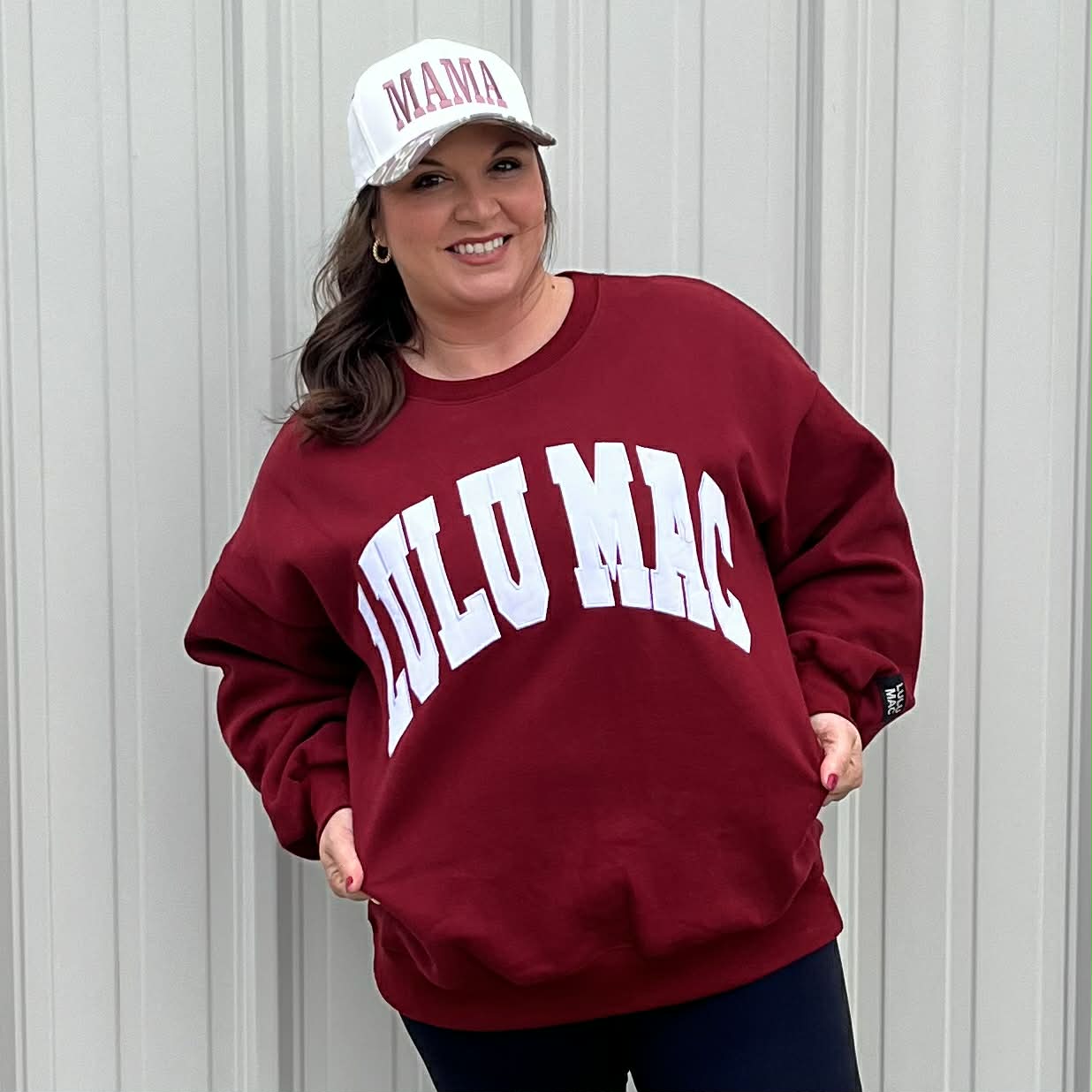 Lulu Mac Sweatshirt Maroon with White Stitch – B&B Designs